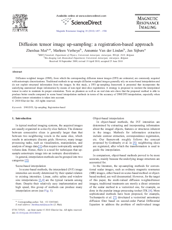 Pdf Diffusion Tensor Image Up Sampling A Registration Based Approach