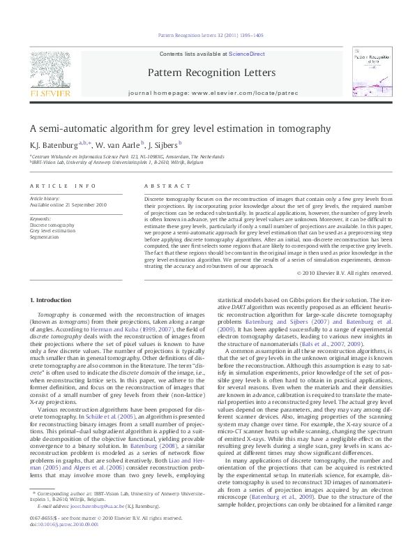 Pdf A Semi Automatic Algorithm For Grey Level Estimation In