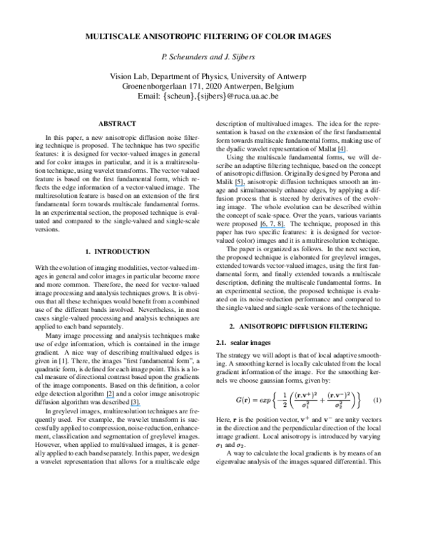 (PDF) Multiscale anisotropic filtering of color images