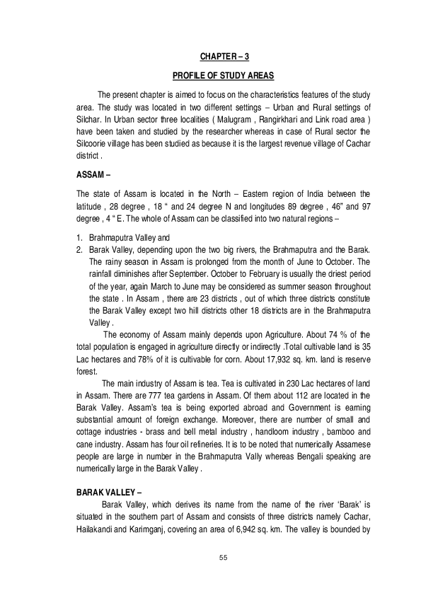 (PDF) CHAPTER – 3 PROFILE OF STUDY AREAS