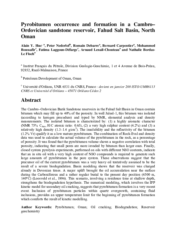 (PDF) Pyrobitumen occurrence and formation in a Cambro–Ordovician ...
