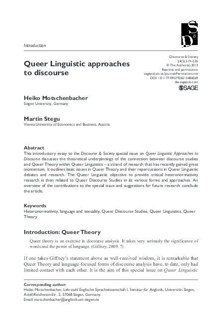 Motschenbacher, Heiko & Stegu, Martin (2013): "Queer Linguistic ...