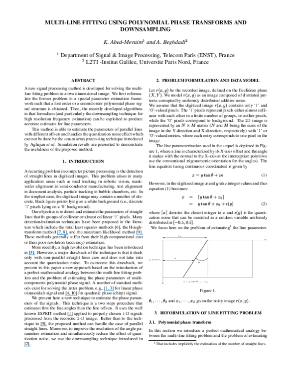 (PDF) Multi-line fitting using polynomial phase transforms and downsampling