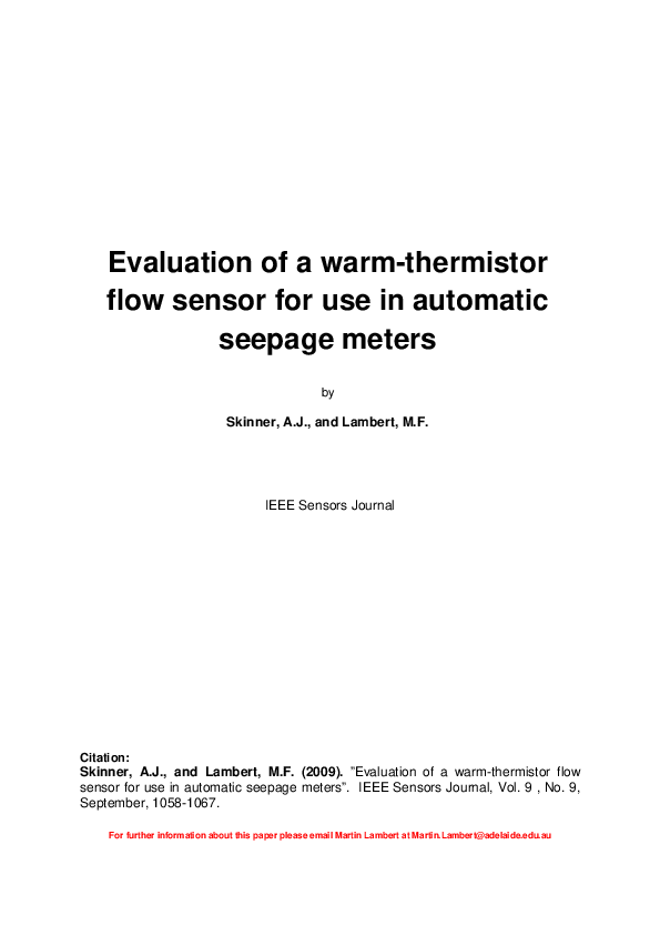 (PDF) Evaluation of a Warm-Thermistor Flow Sensor for Use in Automatic ...