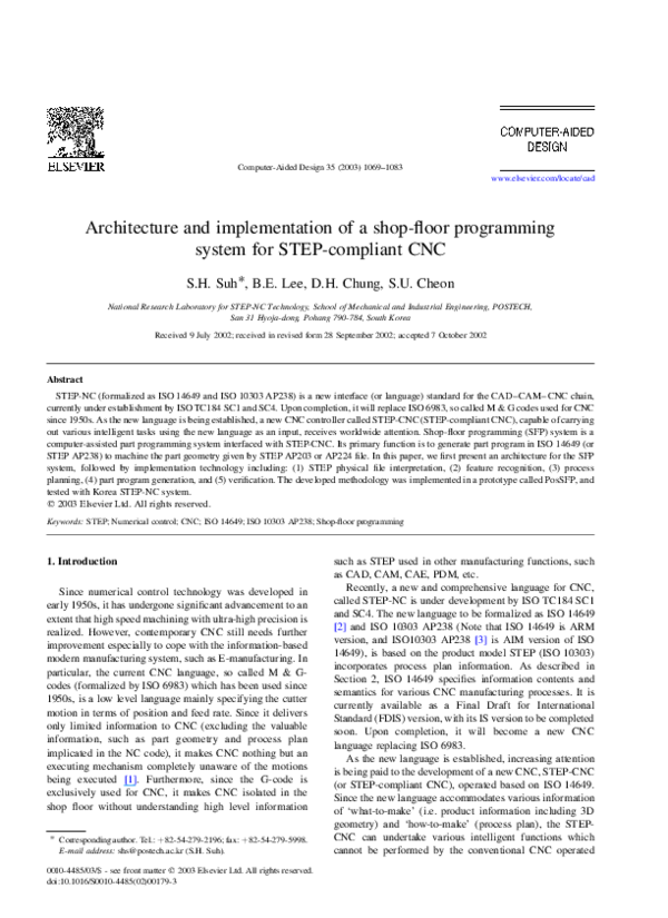 Pdf Architecture And Implementation Of A Shop Floor Programming System For Step Compliant Cnc