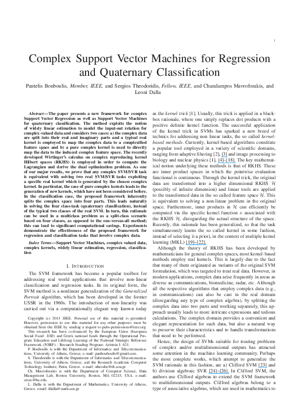 (PDF) Complex support vector regression
