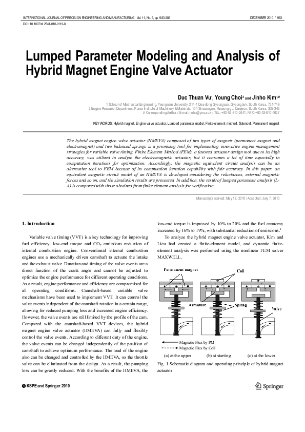 (PDF) Lumped parameter modeling and analysis of hybrid magnet engine valve actuator