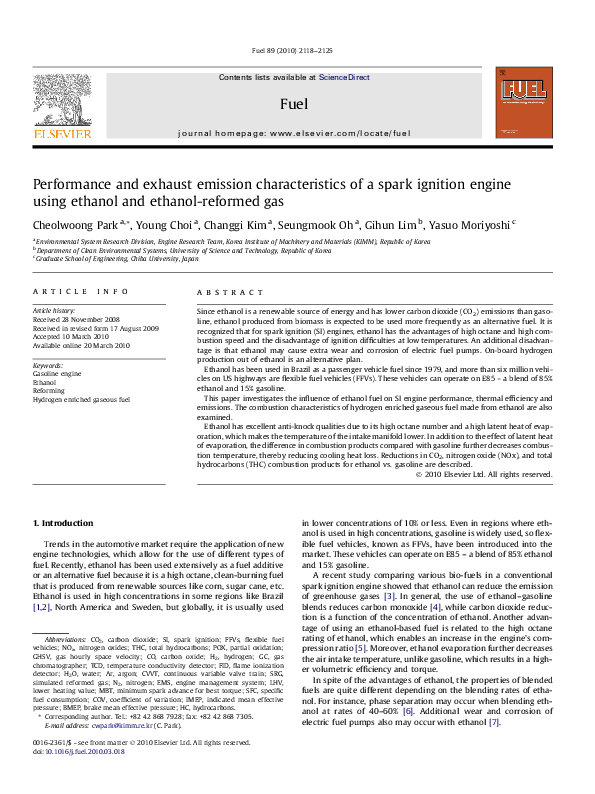 (PDF) Performance and exhaust emission characteristics of a spark ignition engine using ethanol ...