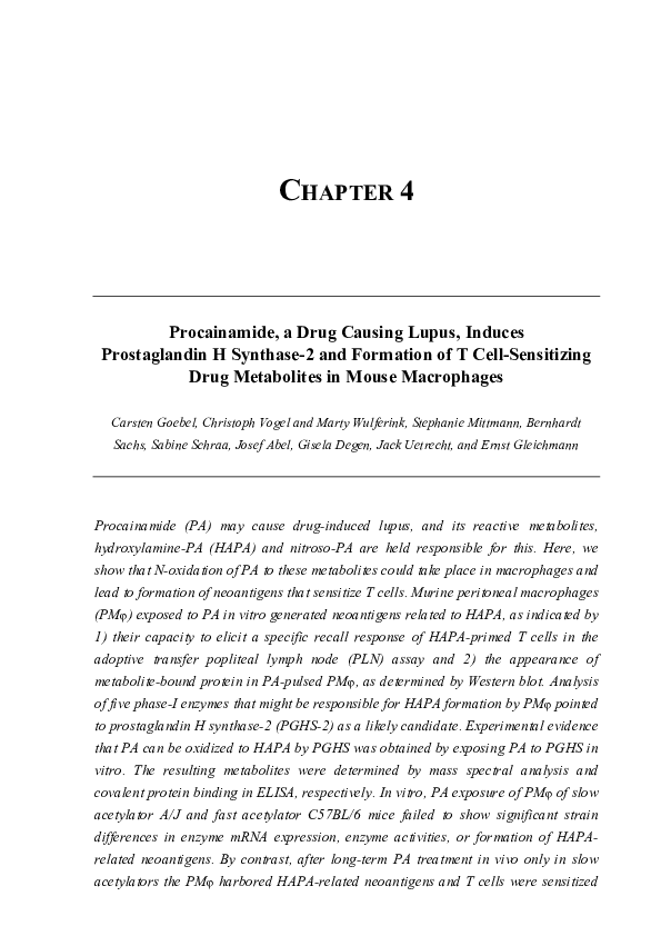 (PDF) Procainamide, a Drug Causing Lupus, Induces Prostaglandin H ...