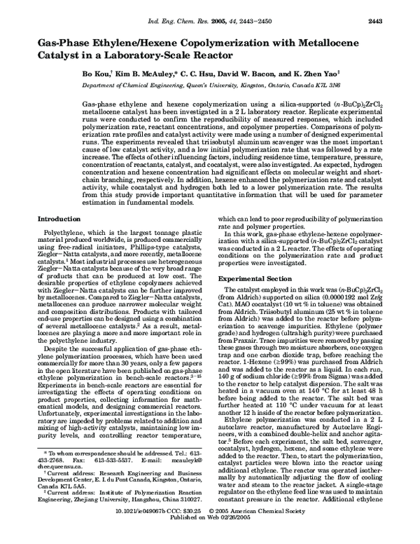 (PDF) Gas-Phase Ethylene/Hexene Copolymerization with Metallocene ...