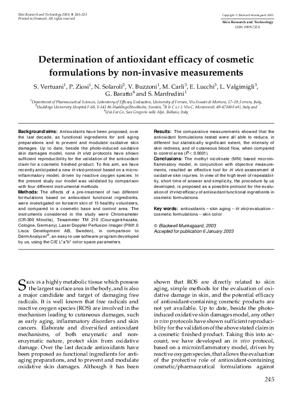 (PDF) Determination of antioxidant efficacy of cosmetic formulations by ...
