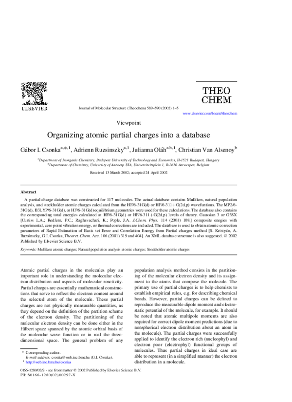 (PDF) Organizing atomic partial charges into a database