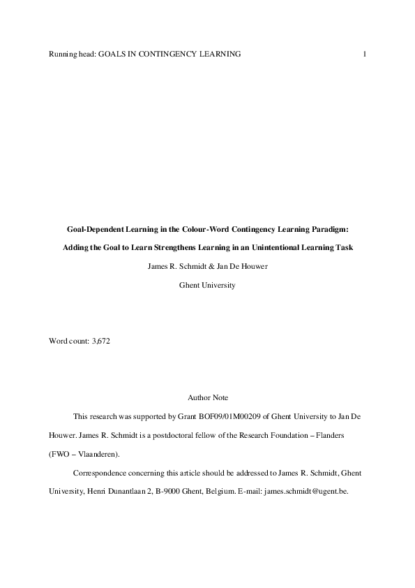 (PDF) Adding the goal to learn strengthens learning in an unintentional ...