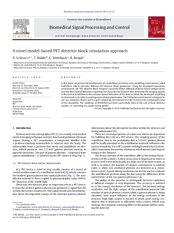 (PDF) A novel model-based PET detector block simulation approach