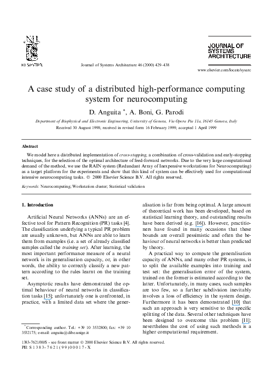 (PDF) A case study of a distributed high-performance computing system for neurocomputing