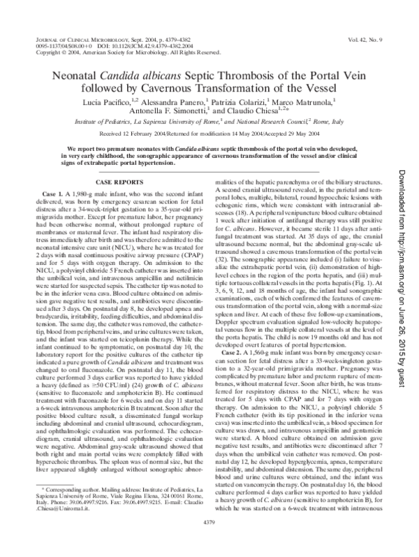 (PDF) Neonatal Candida albicans Septic Thrombosis of the Portal Vein ...