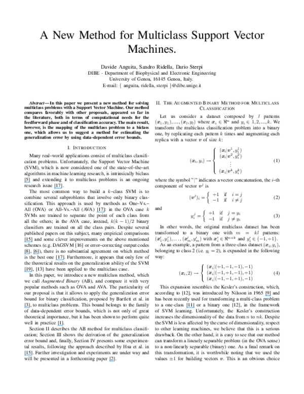 (PDF) A new method for multiclass support vector machines