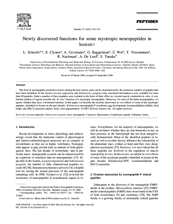 (PDF) Newly discovered functions for some myotropic neuropeptides in ...