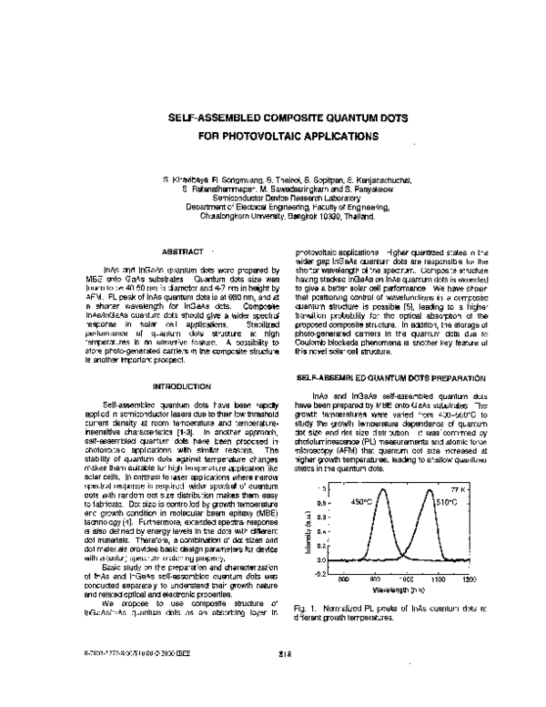 (PDF) Self-assembled composite quantum dots for photovoltaic applications | Somsak Panyakeow ...