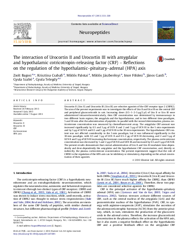 (PDF) The interaction of Urocortin II and Urocortin III with amygdalar ...