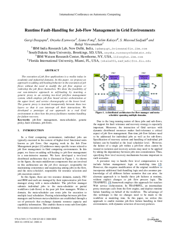 Pdf Runtime Fault Handling For Job Flow Management In Grid Environments