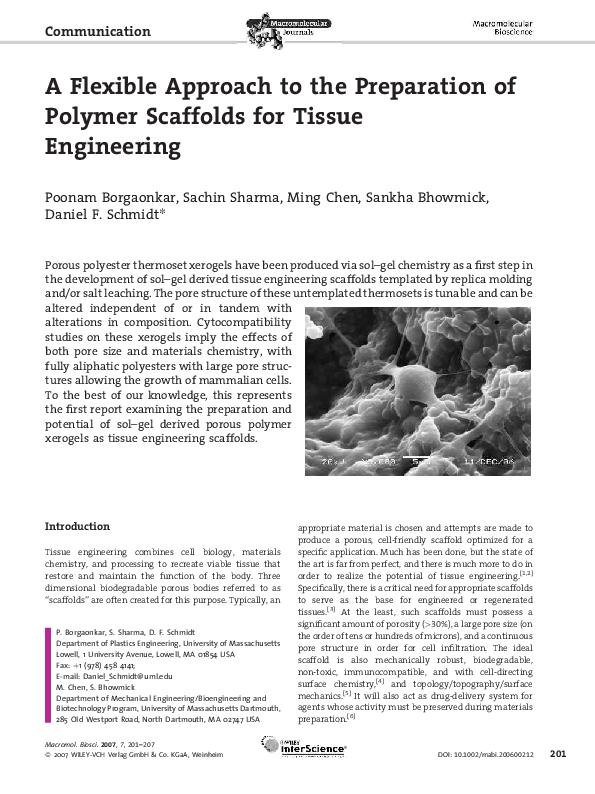 (PDF) A Flexible Approach to the Preparation of Polymer Scaffolds for ...