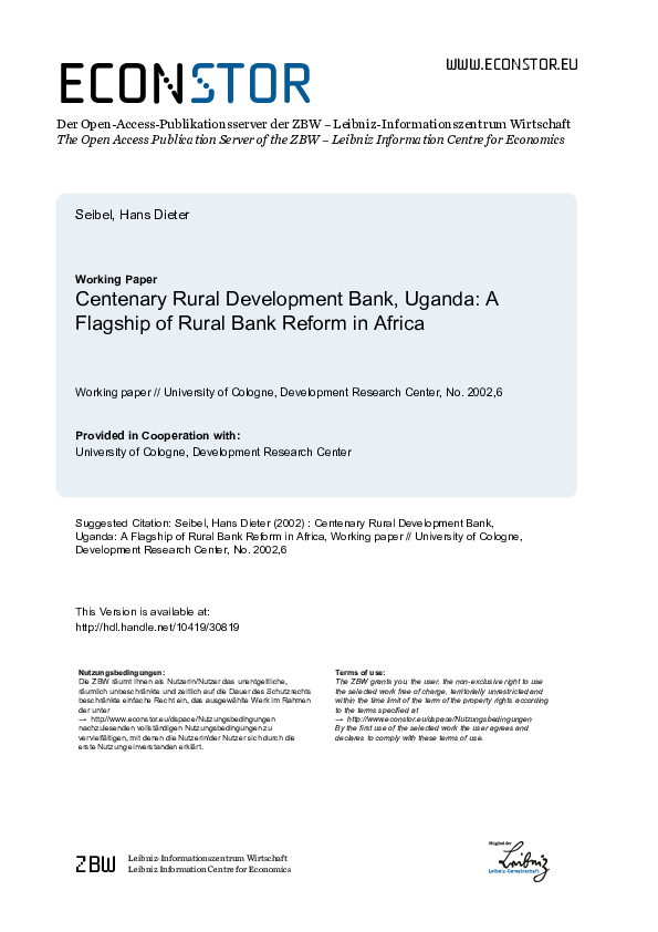(PDF) Centenary Rural Development Bank, Uganda: a flagship of rural ...