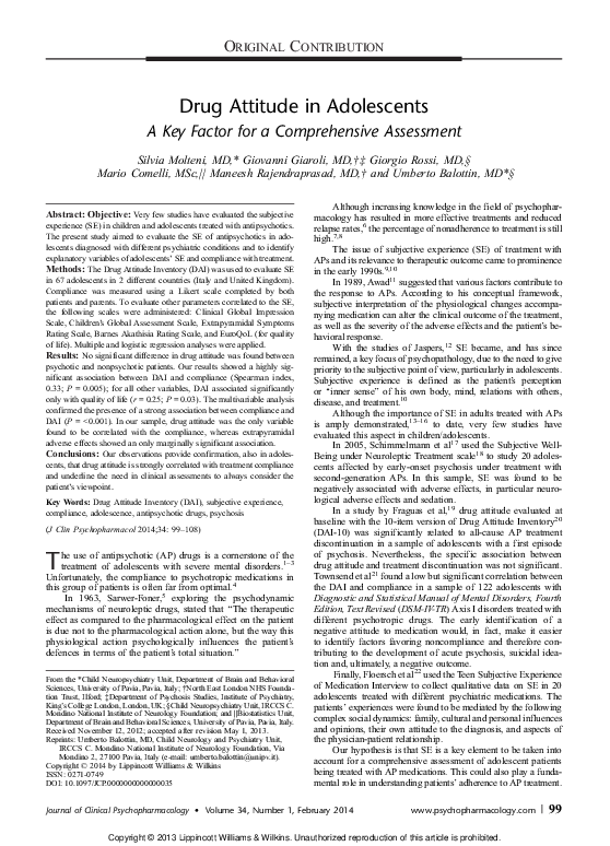 (PDF) Drug attitude in adolescents: A key factor for a comprehensive ...