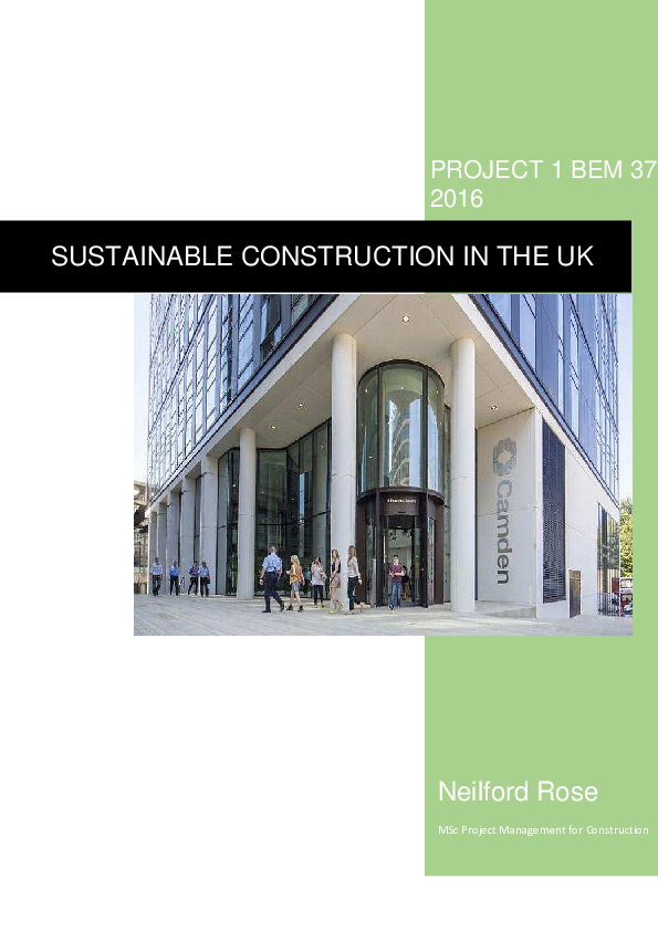 (PDF) MSc Project Management for Construction SUSTAINABLE CONSTRUCTION ...
