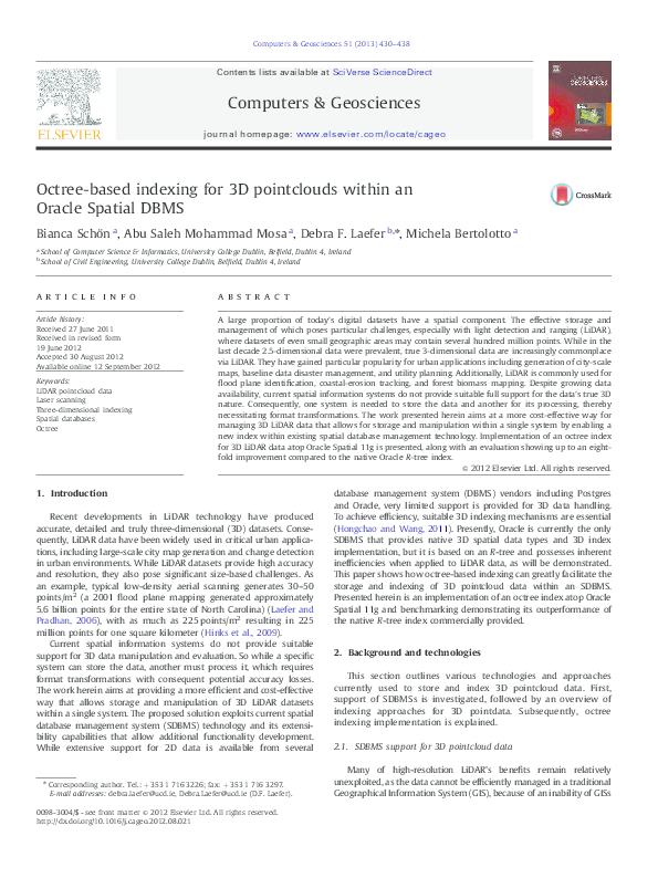(PDF) Octree-based indexing for 3D pointclouds within an Oracle Spatial DBMS
