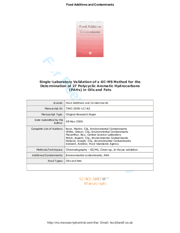 (PDF) Single-laboratory validation of a GC/MS method for the ...