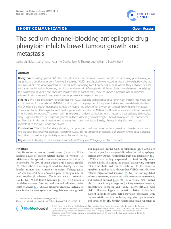 (PDF) The sodium channel-blocking antiepileptic drug phenytoin inhibits ...