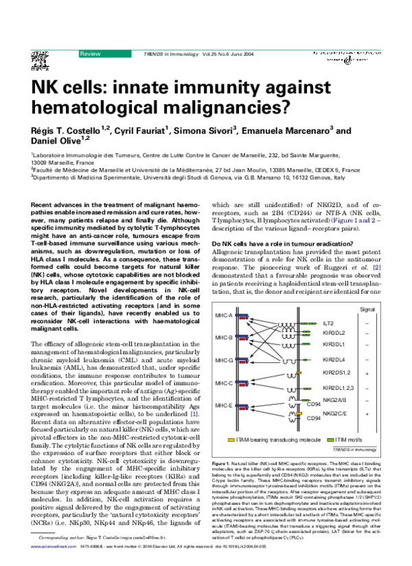 (PDF) NK cells: innate immunity against hematological malignancies?