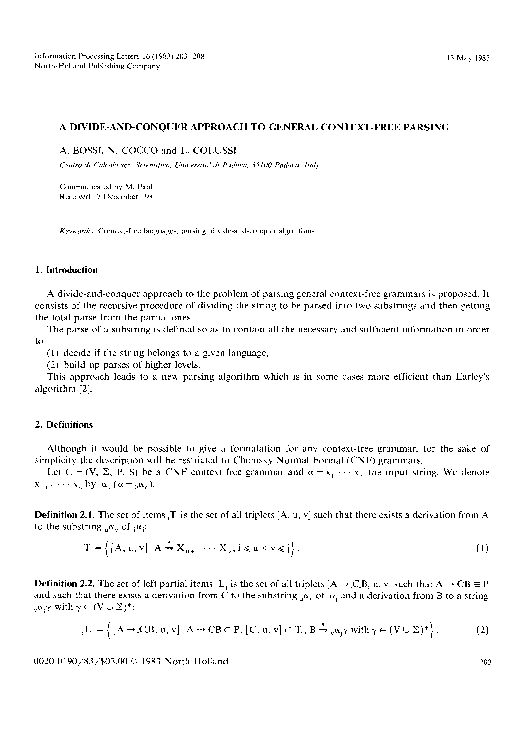 (PDF) A divide-and-conquer approach to general context-free parsing