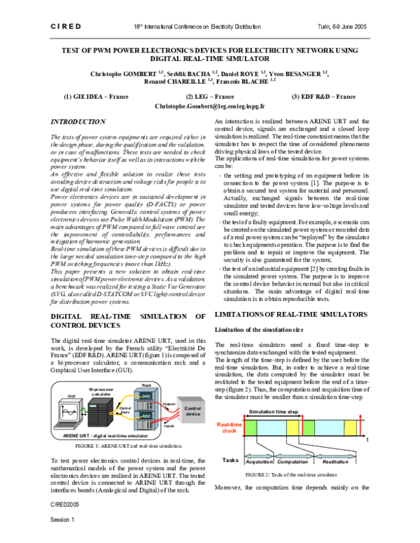 (PDF) Test of PWM power electronics devices for electricity network ...