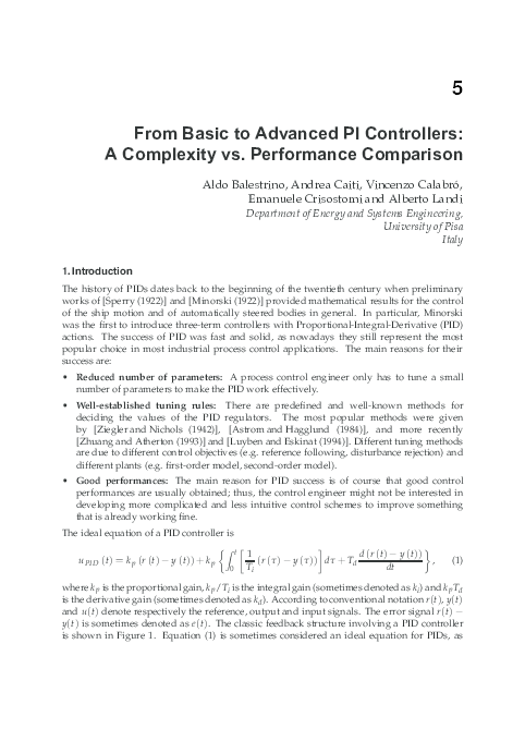Pdf From Basic To Advanced Pi Controllers A Complexity Vs Performance Comparison