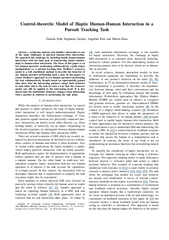 (PDF) Control-theoretic model of haptic human-human interaction in a ...