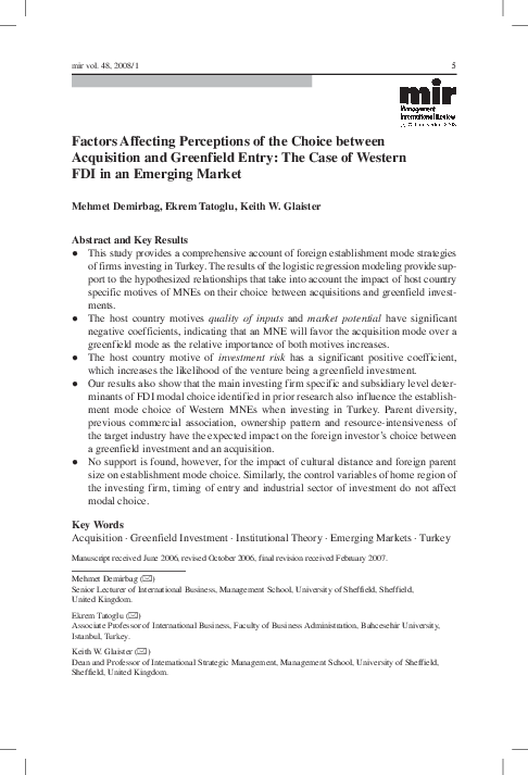(PDF) Factors Affecting Perceptions of the Choice between Acquisition ...