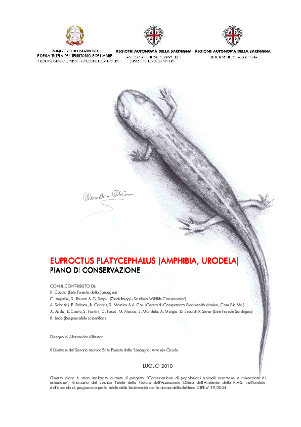 (PDF) Euproctus platycephalus (Amphibia, Urodela): Piano di Conservazione