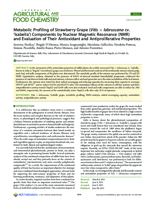 (PDF) Metabolic Profiling of Strawberry Grape (Vitis × labruscana cv ...