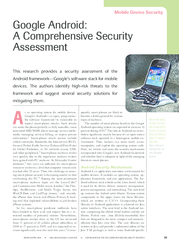 (PDF) Google Android: A Comprehensive Security Assessment