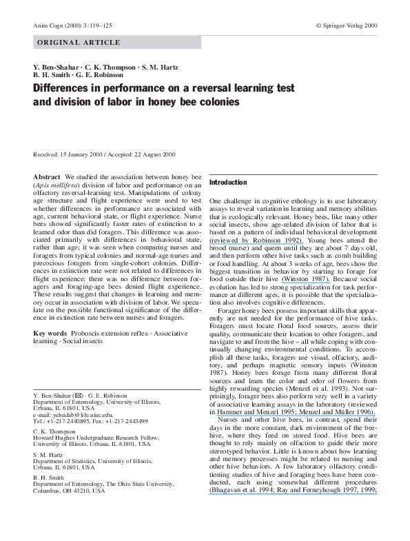 (PDF) Differences in performance on a reversal learning test and ...