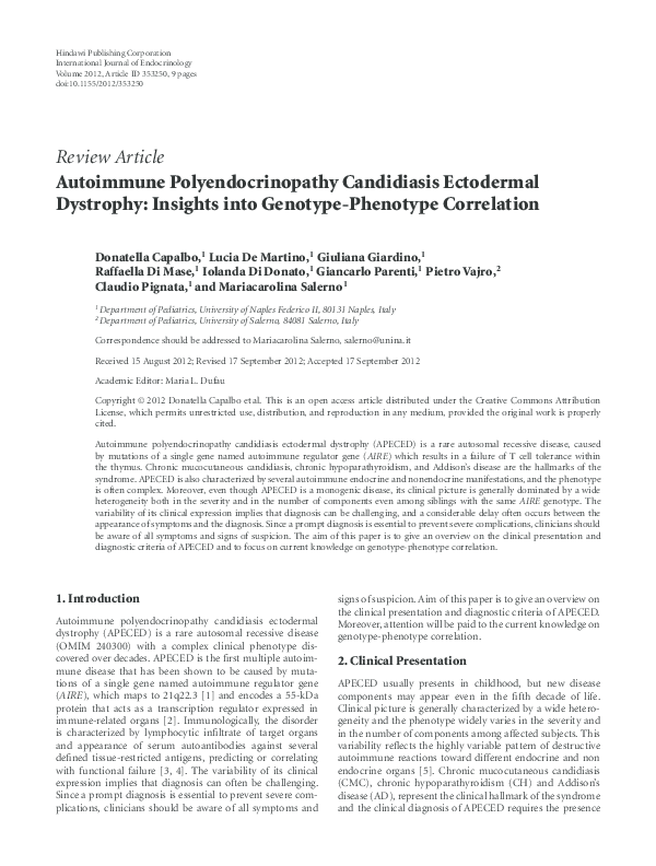 (PDF) Autoimmune Polyendocrinopathy-Candidiasis-Ectodermal Dystrophy ...