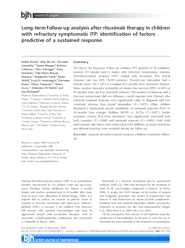 (PDF) Long-term follow-up analysis after rituximab therapy in children ...