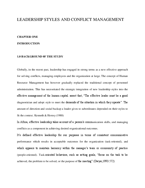 (PDF) LEADERSHIP STYLES AND CONFLICT MANAGEMENT