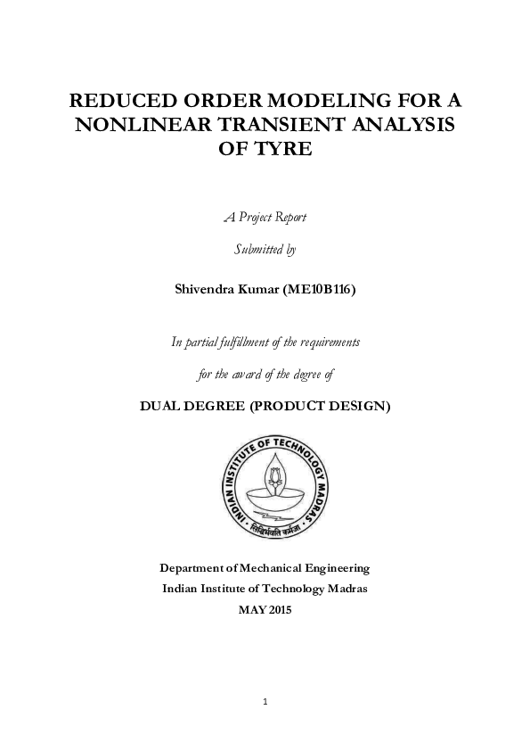 (PDF) REDUCED ORDER MODELING FOR A NONLINEAR TRANSIENT ANALYSIS OF TYRE