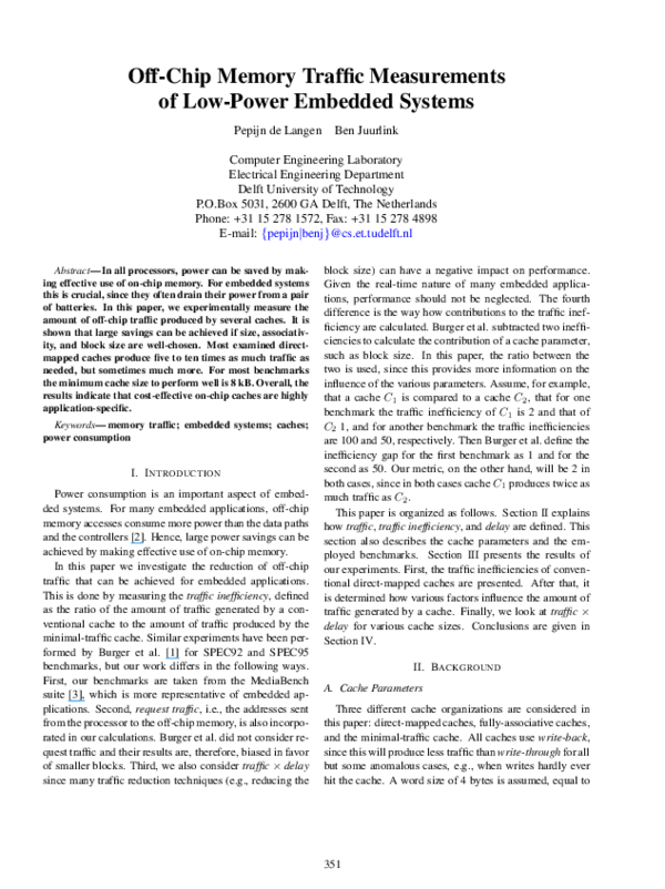 (PDF) Off-chip memory traffic measurements of low-power embedded systems
