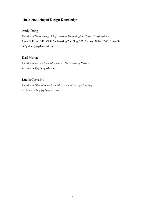 (PDF) The structuring of design knowledge