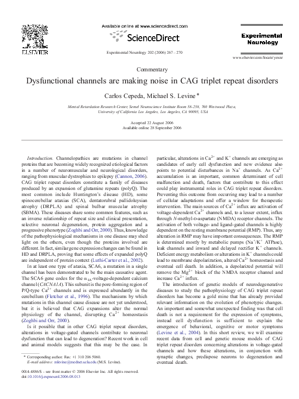 (PDF) Dysfunctional channels are making noise in CAG triplet repeat ...