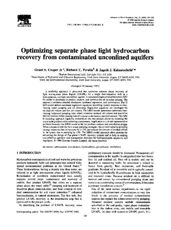 (PDF) Optimizing separate phase light hydrocarbon recovery from ...